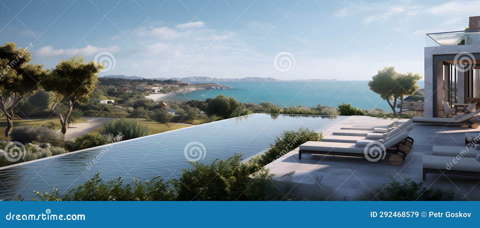 View of the Sea through the Infinity Pool Stock Image - Image of blue ...
