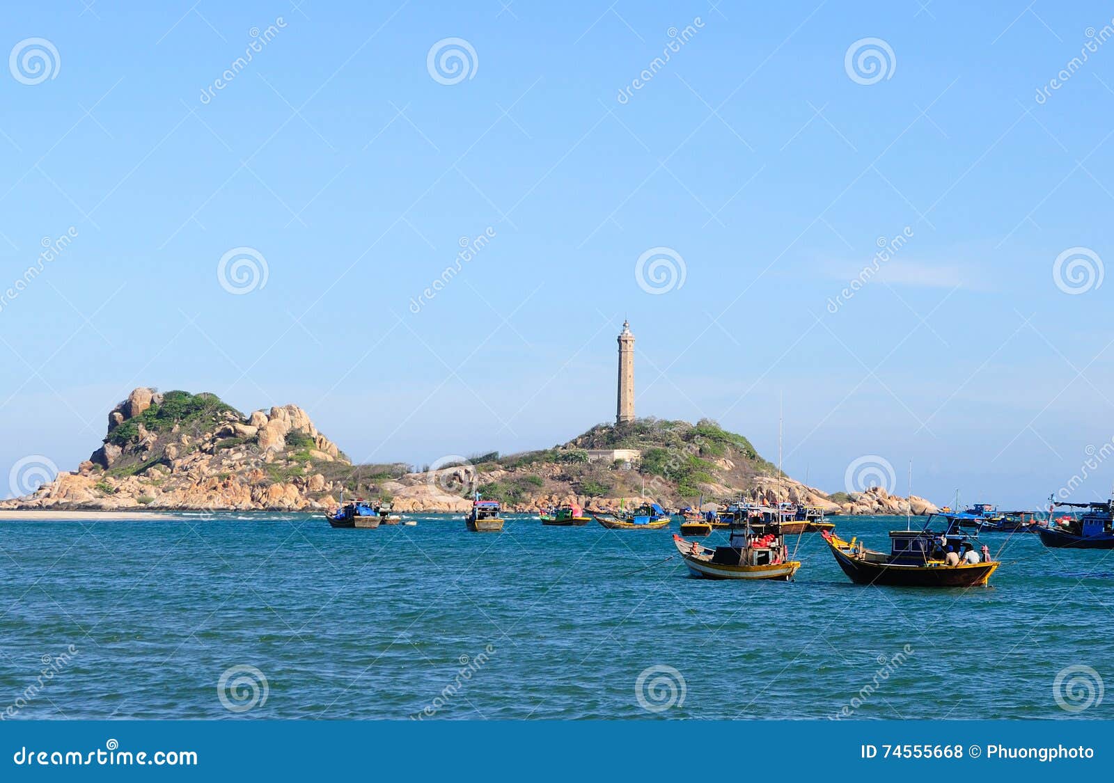 View of the Sea with Ke Ga Lighthouse in Phan Thiet, Vietnam Stock ...