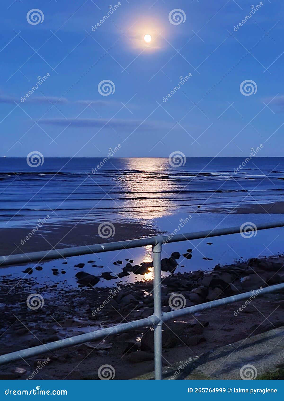 View of the Sea and Moonlight in the Evening Stock Image - Image of ...