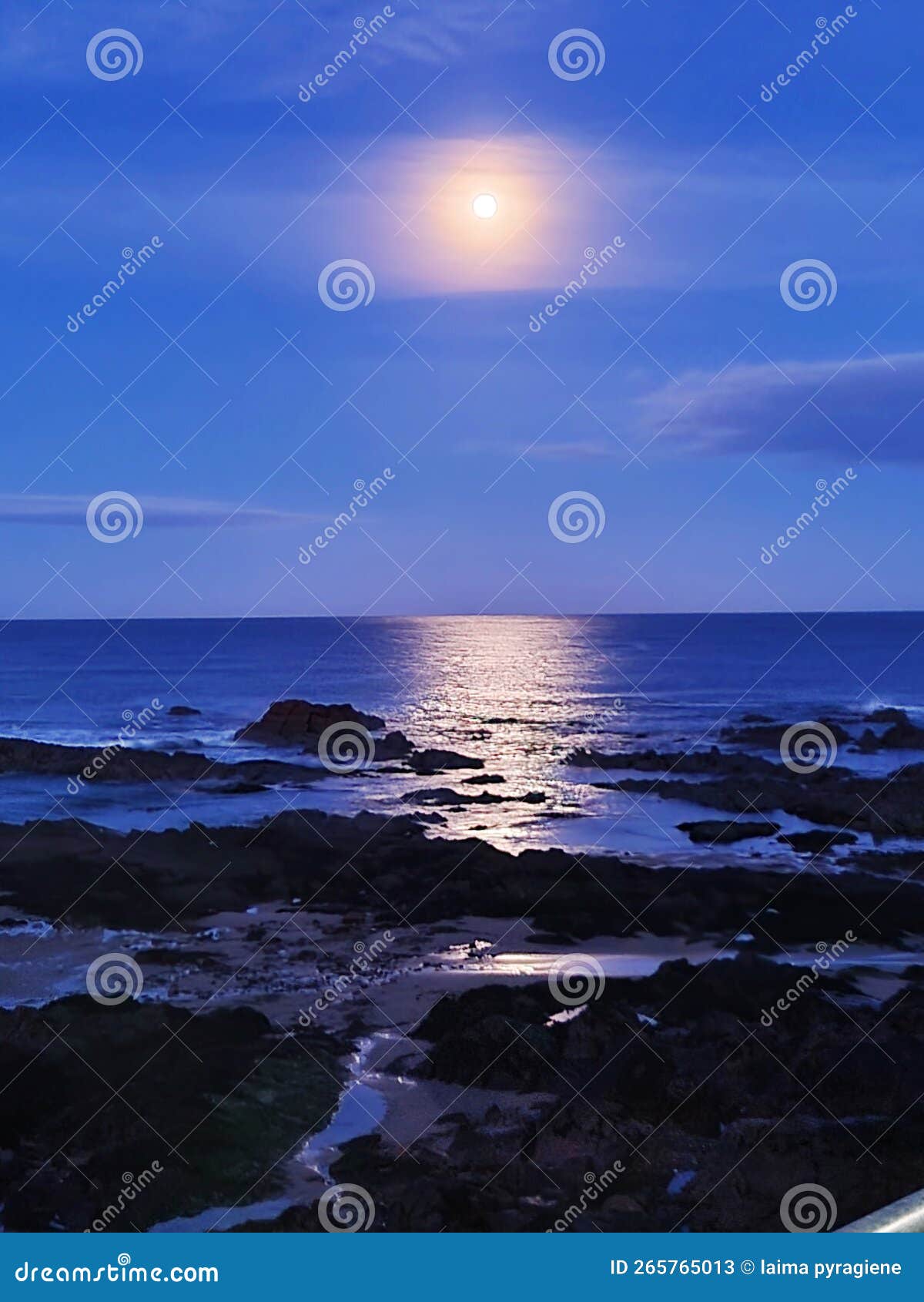 View of the Sea and Moonlight Stock Image - Image of coast, wave: 265765013
