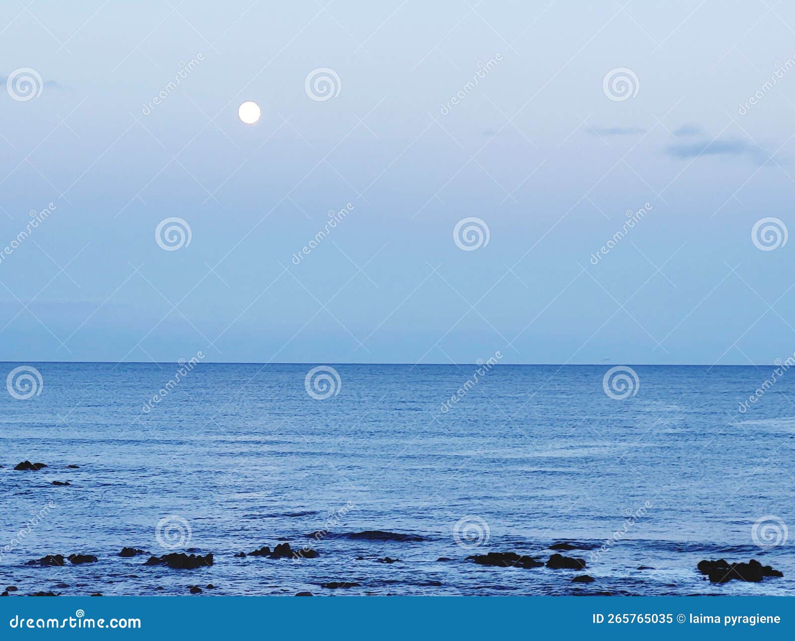View of the Sea and Moonlight in the Evening Stock Image - Image of ...
