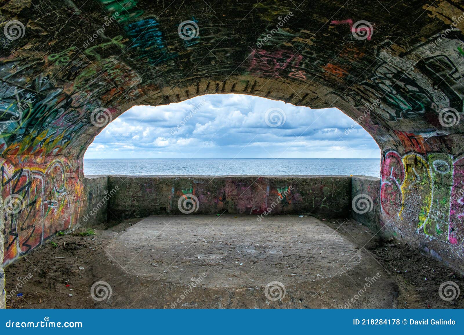 View of the Sea from the Opening of a Bunker on the Shore Stock Photo ...