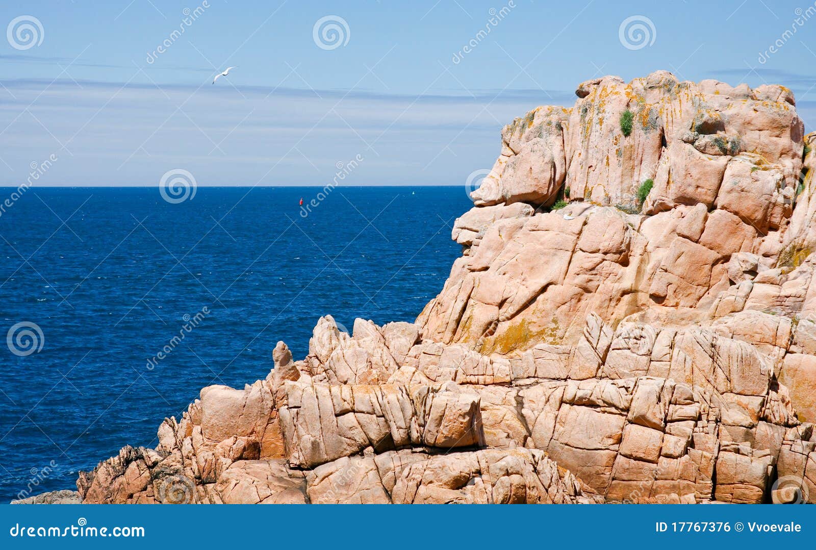 View on Sea through Pink Cliff Stock Photo - Image of tide, granite ...
