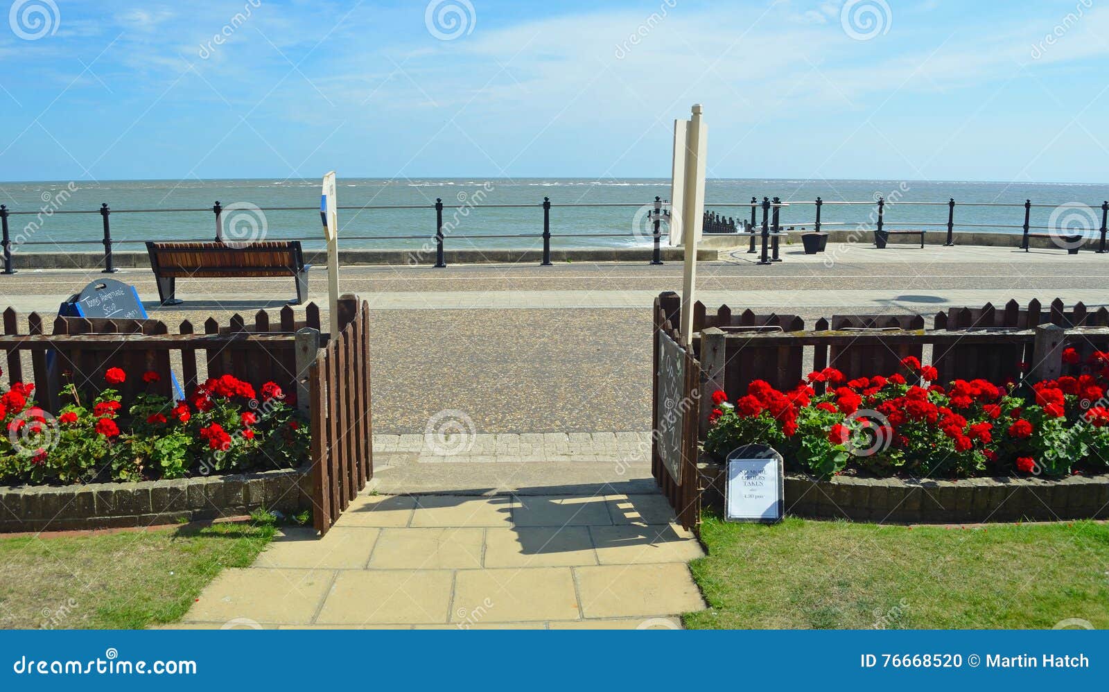 View of Sea and Promenade from Garden Stock Photo - Image of plant ...