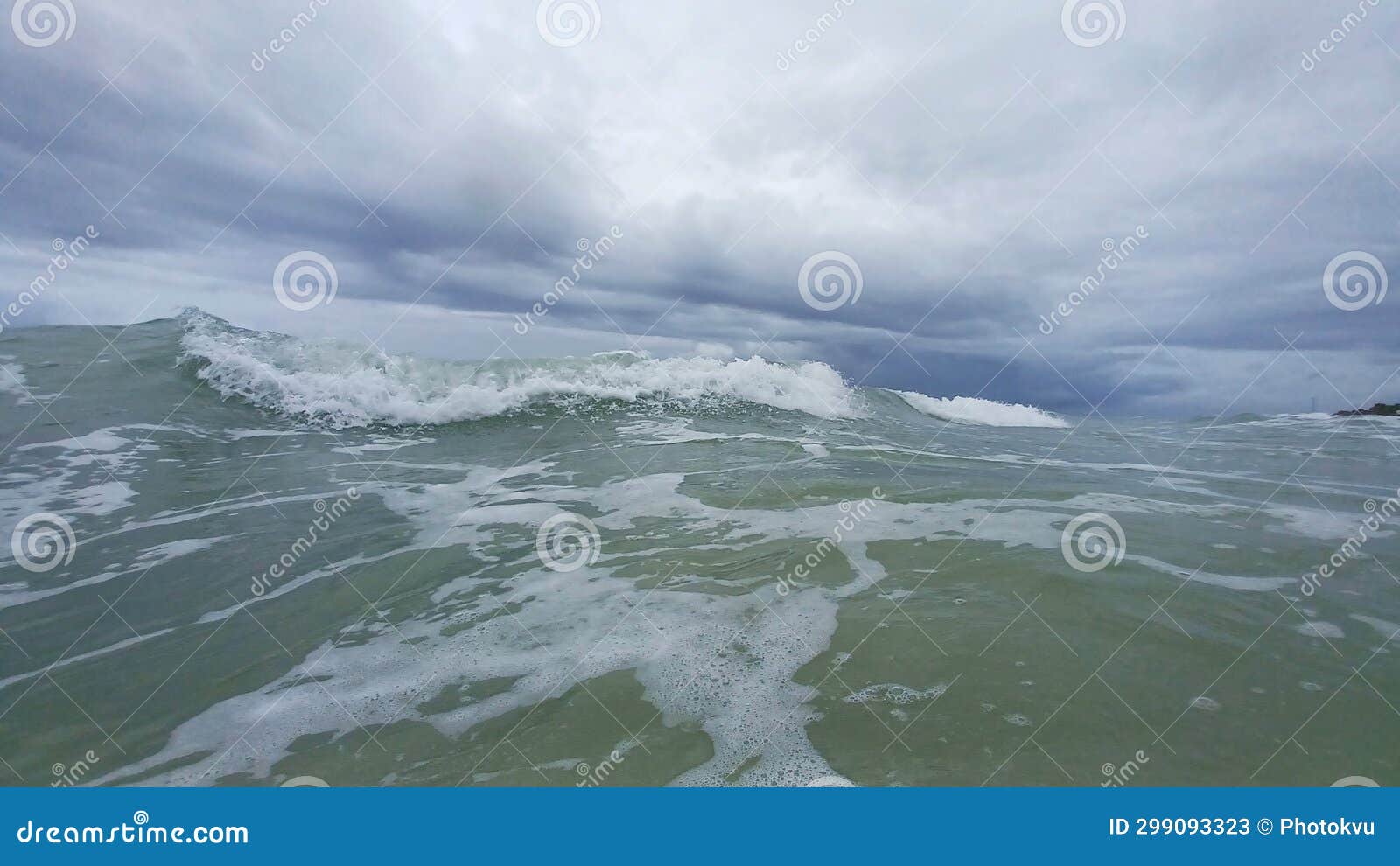 View at sea on a rainy day stock image. Image of water - 299093323