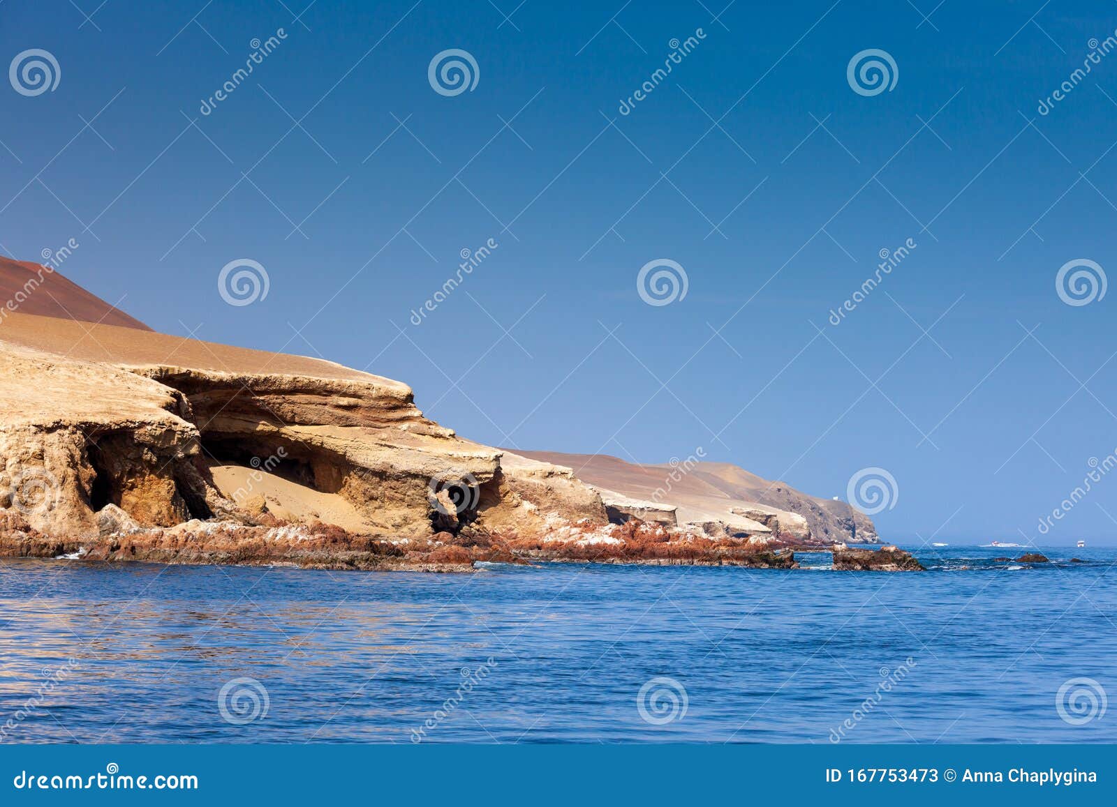 View from the Sea To the Shore of the Paracas Nature Reserve, Peru ...