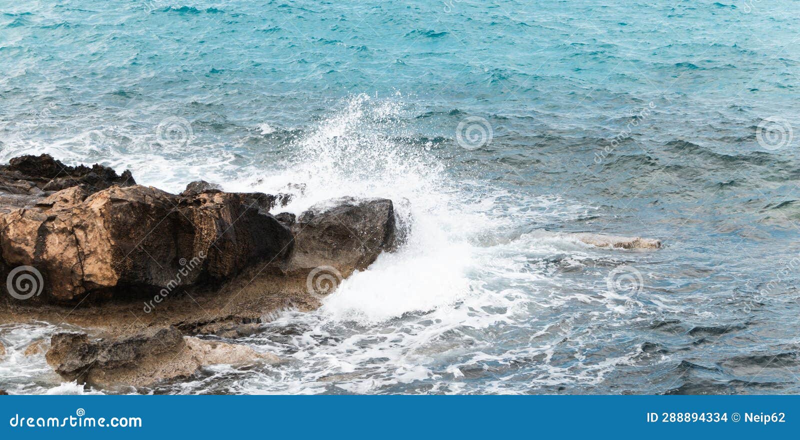 View of the Sea, Water Splashing Against the Stone Stock Photo - Image ...