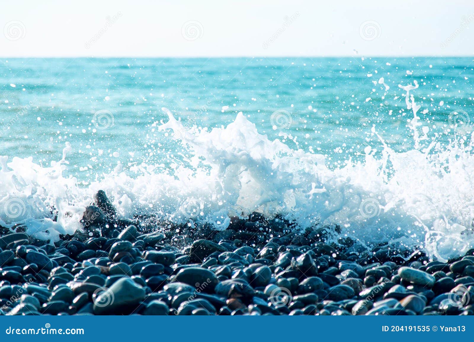 View of Sea Waves and Rocky Pebbles Coast, Sochi Stock Image - Image of ...
