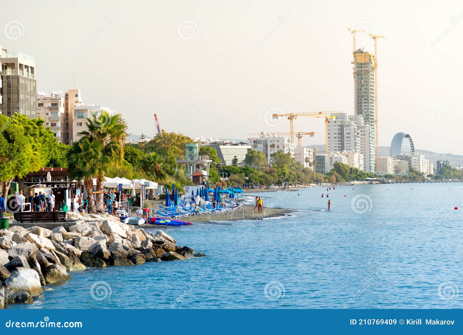 View of Seafront with a Beach Cafe in Limassol, Cyprus Editorial Stock ...