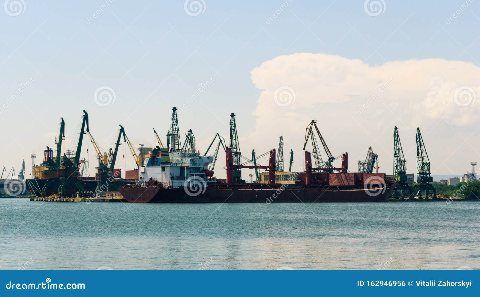 View of the Seaport, Docks, Unloading of Ships Stock Photo - Image of ...