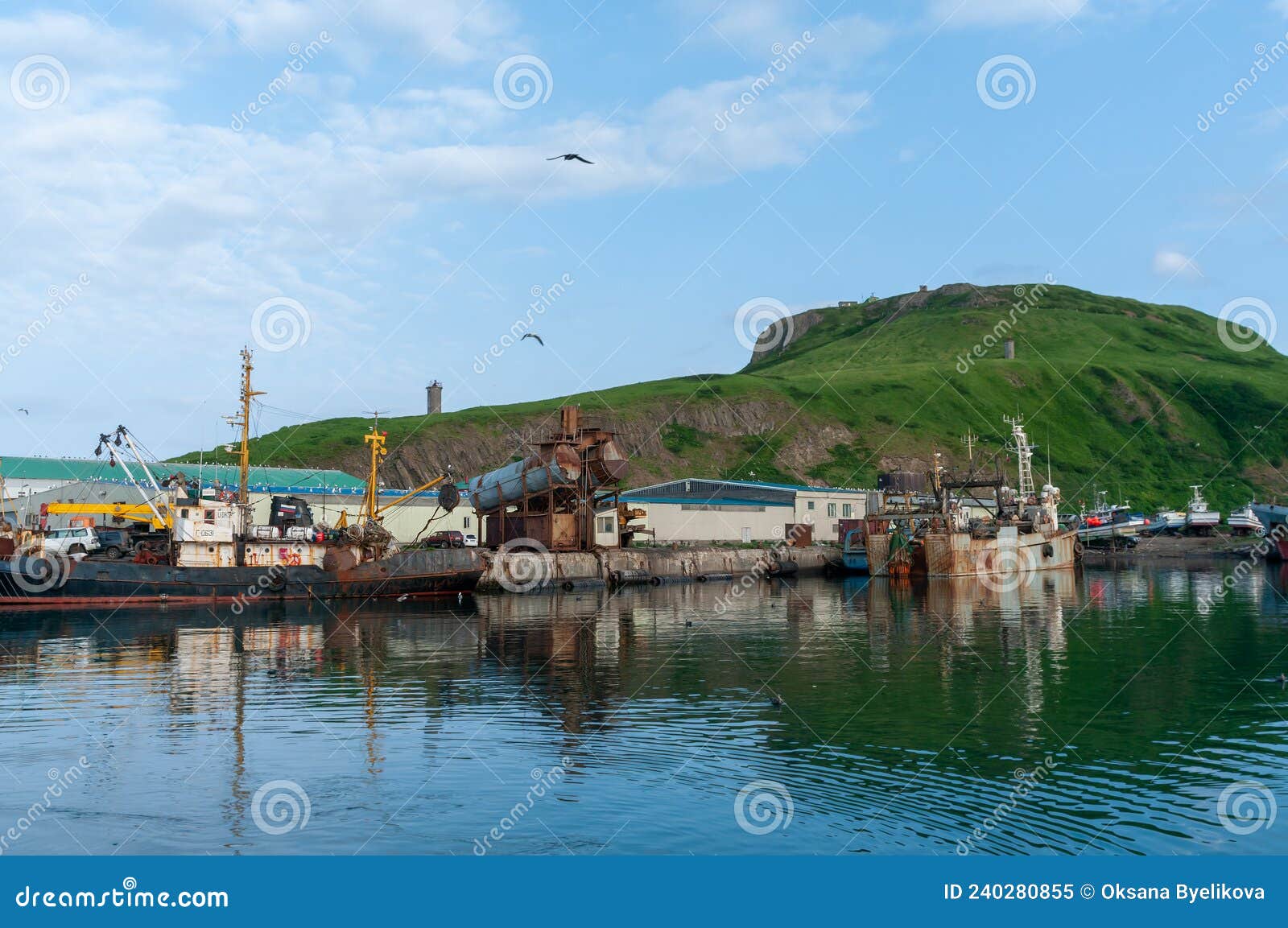 View of Seaport in Severo-Kurilsk, Island Paramushir , Russia Editorial ...