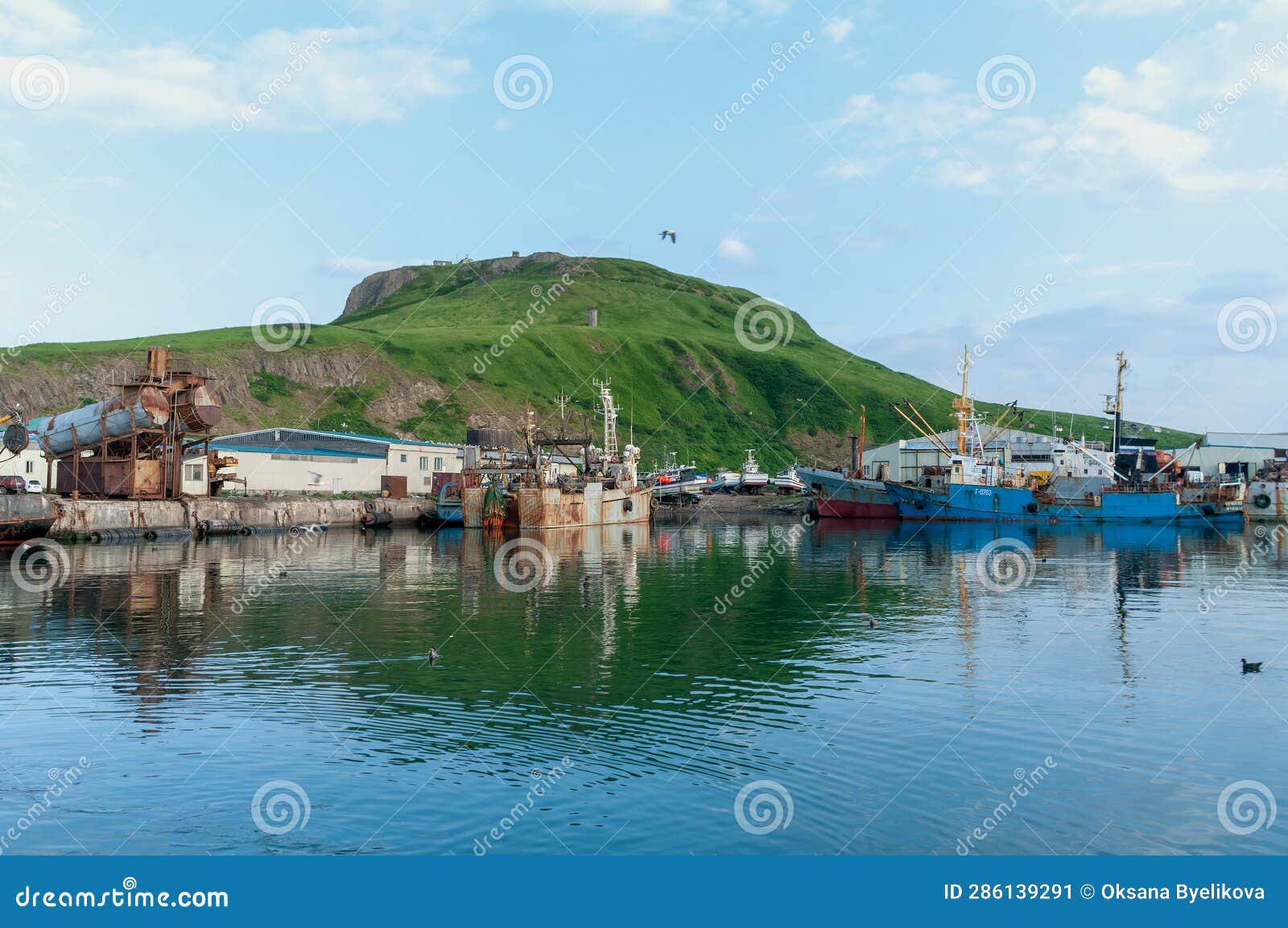 View of Seaport in Severo-Kurilsk, Island Paramushir , Russia Editorial ...
