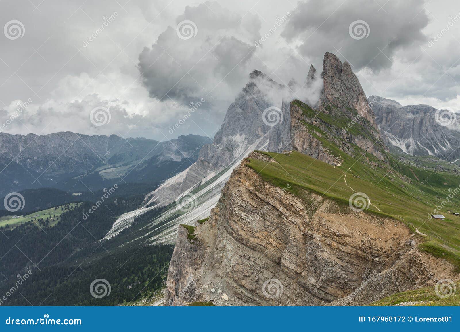 View of the Seceda Area in the Italian Dolomites Stock Photo - Image of ...