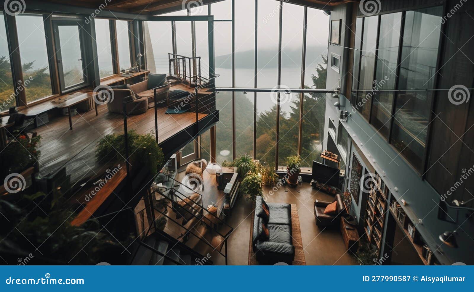 The View from the Second Floor Towards the Interior Living Room of a ...