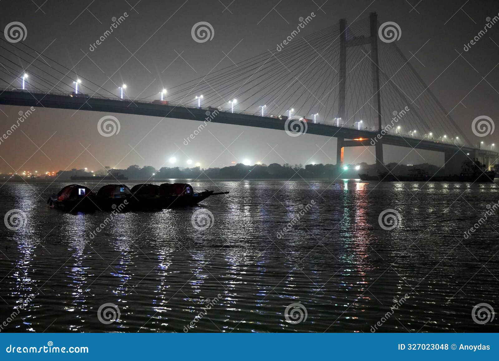View of Second Hooghly Bridge or Vidyasagar Setu at Night Stock Photo ...