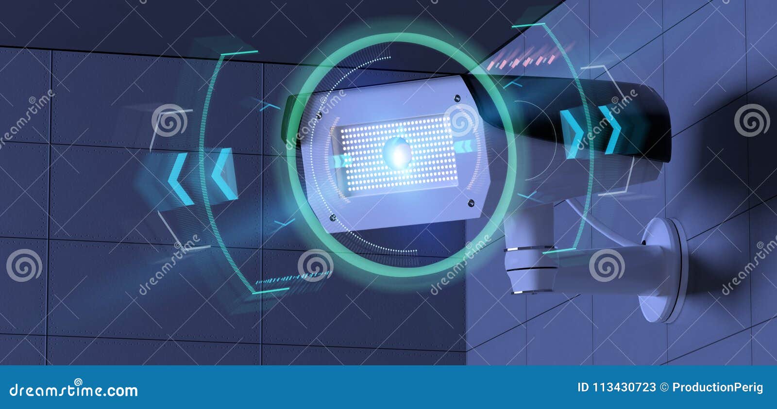 Security Camera Targeting a Detected Intrusion - 3d Renderinga Stock ...