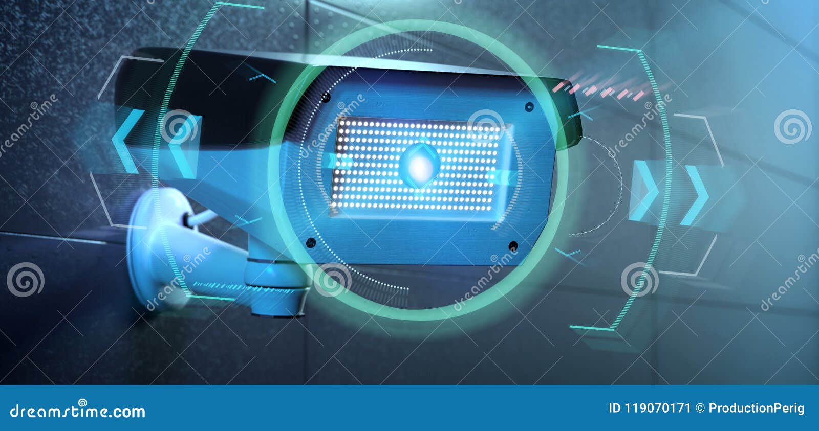 Security Camera Targeting a Detected Intrusion - 3d Renderinga Stock ...