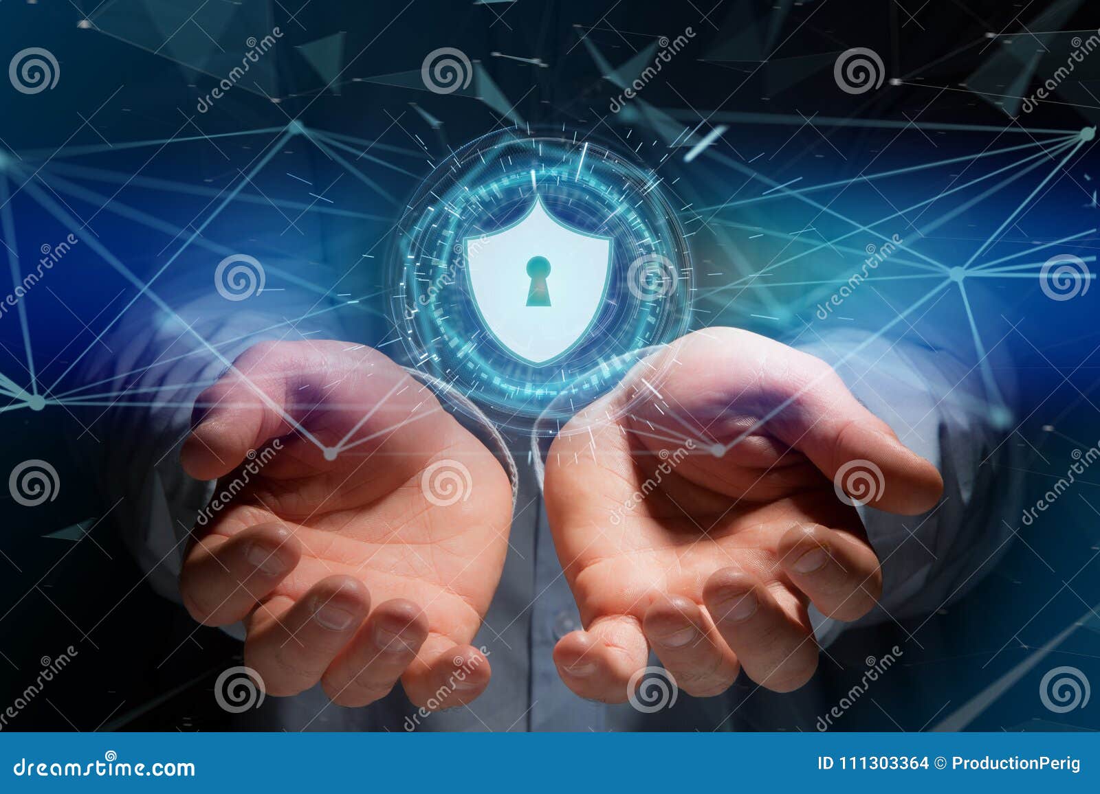 Security Protection Icon on a Futuristic Interface Stock Illustration ...