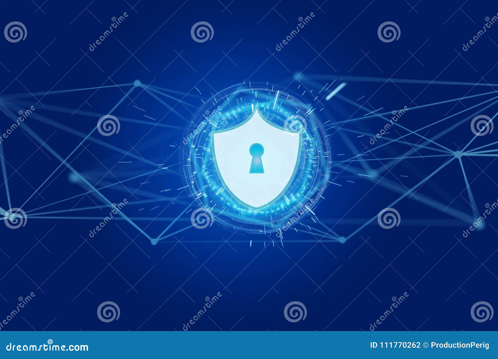 Security Protection Icon on a Futuristic Interface Stock Illustration ...