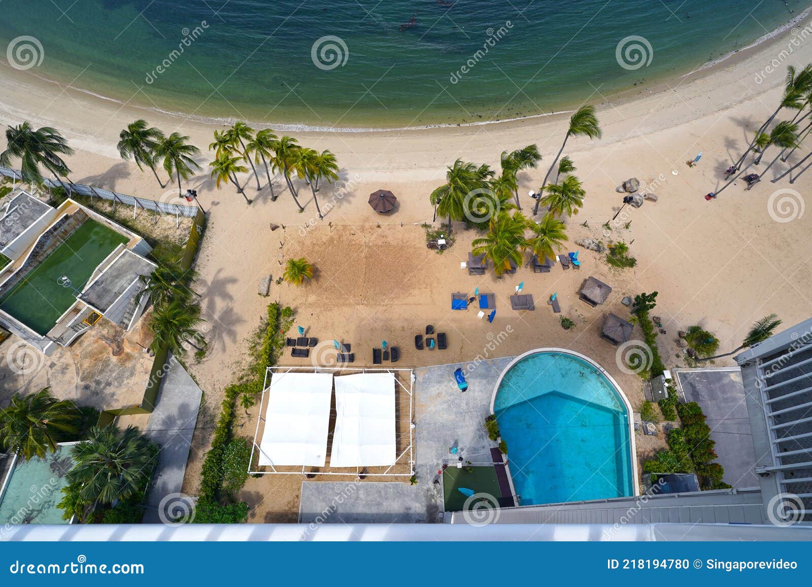 Top Down View of Sentosa Island Beaches from Palawan Beach Stock Photo ...