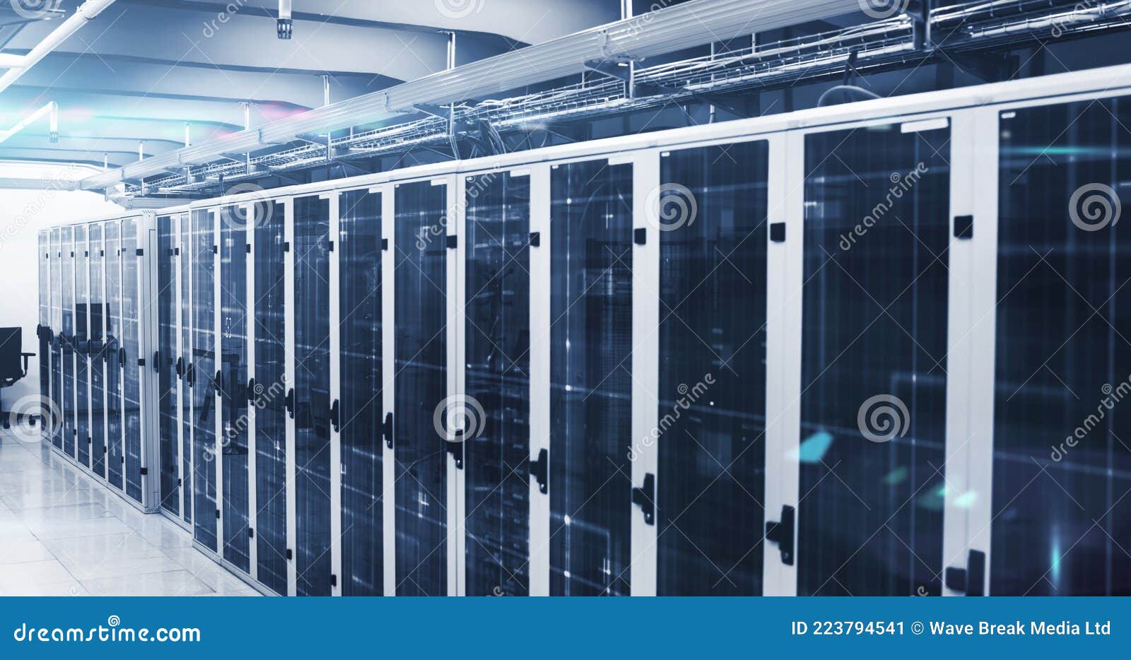 View of a server room stock illustration. Illustration of computing ...
