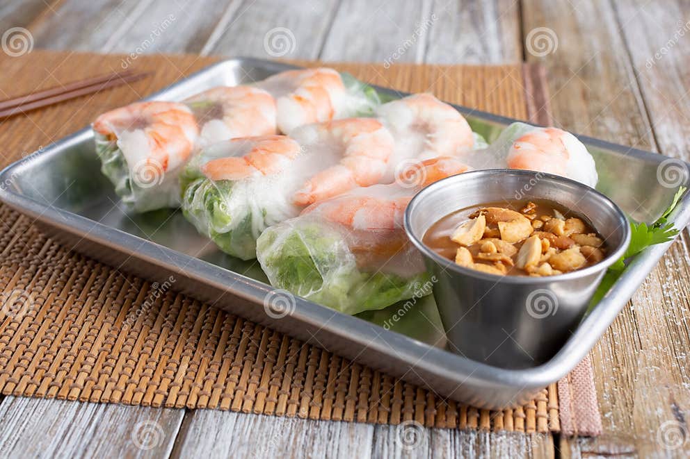 Tray of spring rolls stock image. Image of shrimp, dish - 276723227