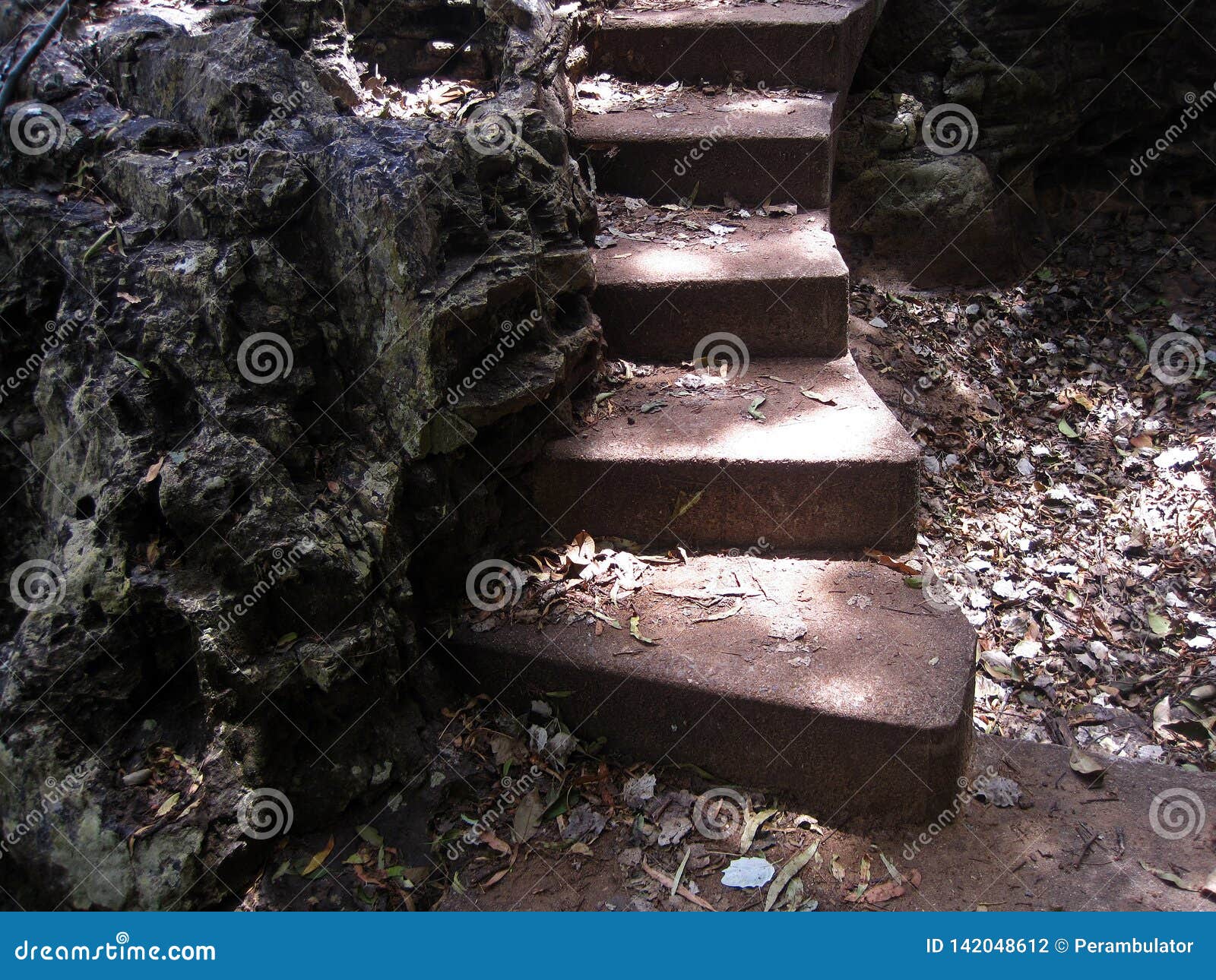 Steps Built Into A Slope Or Dig Up On A Hill. Stairs In Sloping Ground ...