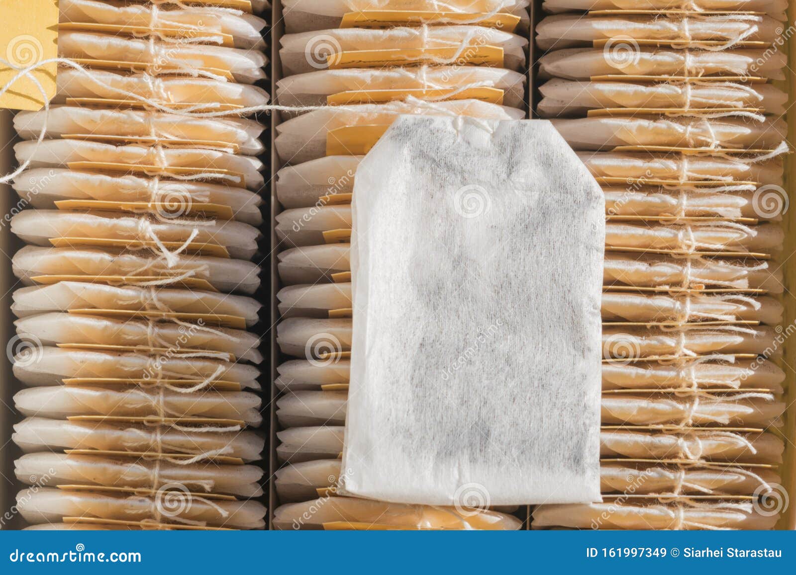 View of a Set of White Tea Bags Stock Image - Image of bags, circle ...