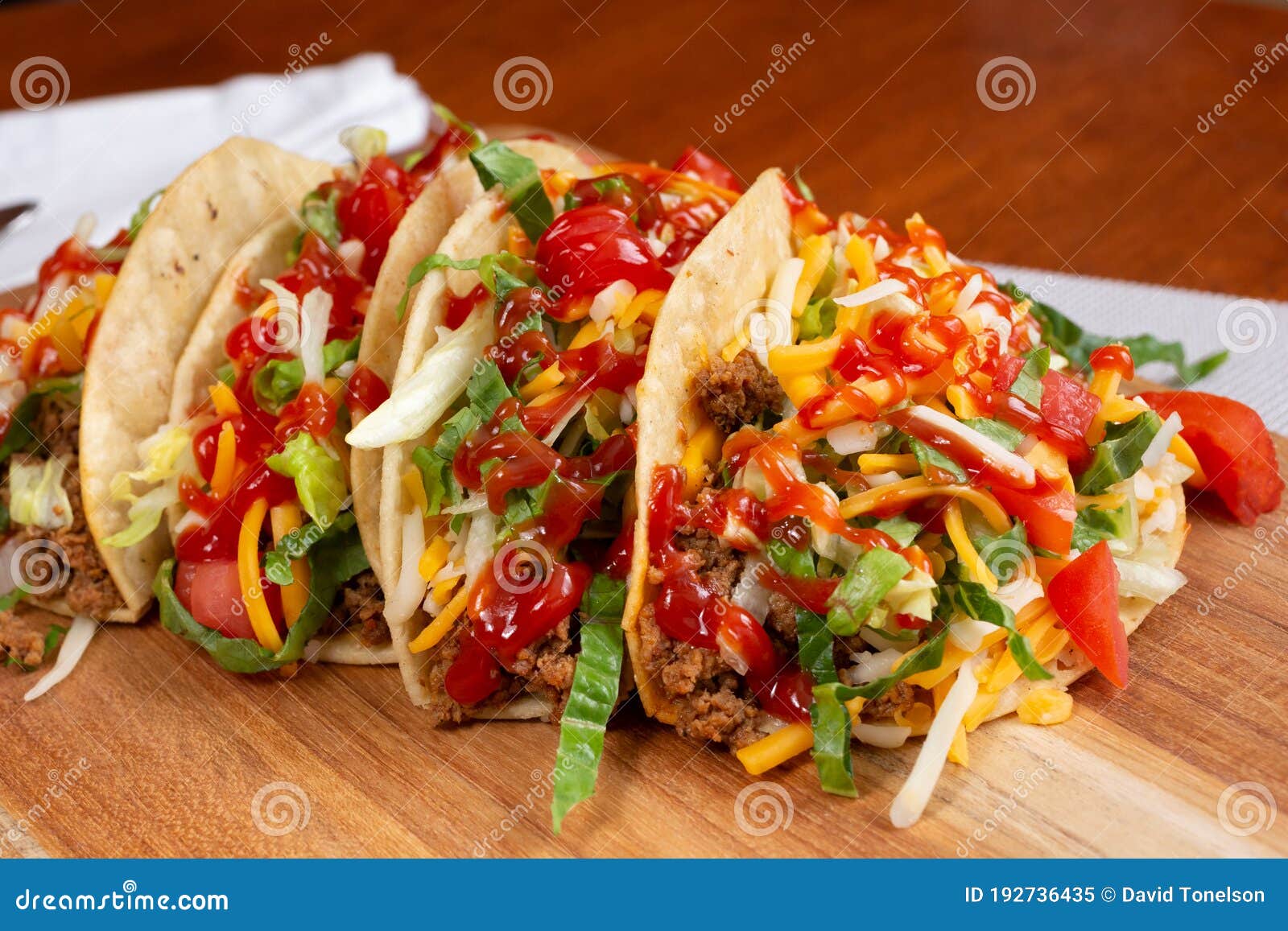 Hard tacos stock image. Image of copy, fork, napkin - 192736435