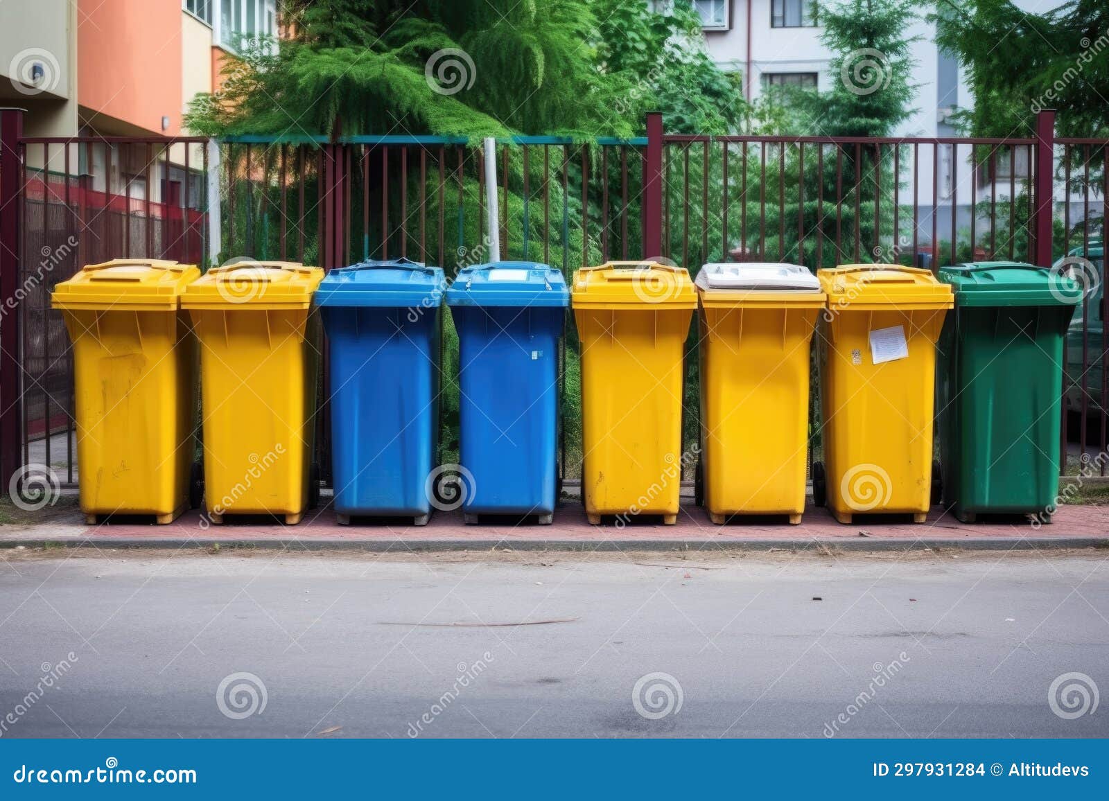 A View of Several Trash Segregation Bins Stock Photo - Image of ...