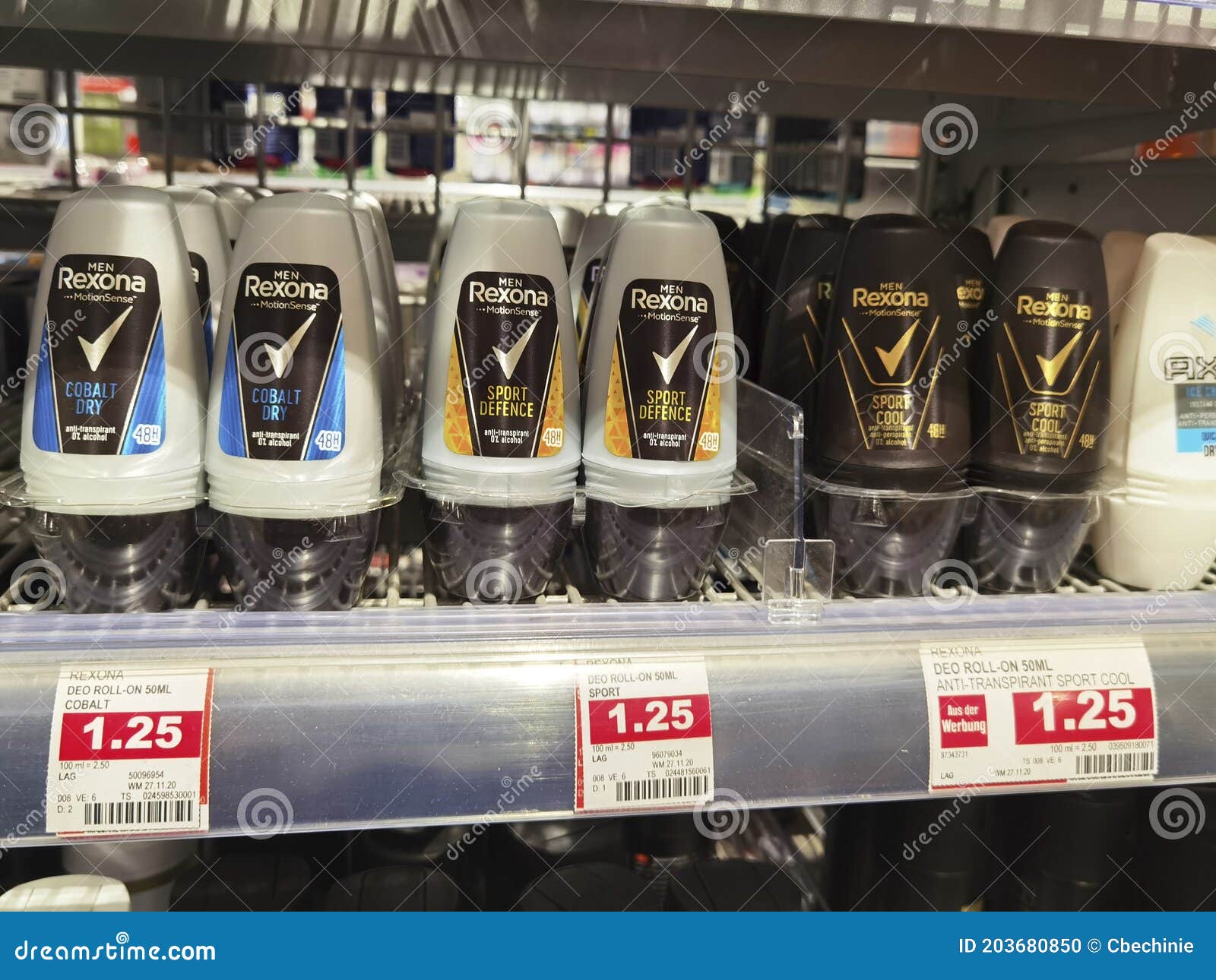 View of a Shelf with Different Types of Deodorants in a Supermarket ...