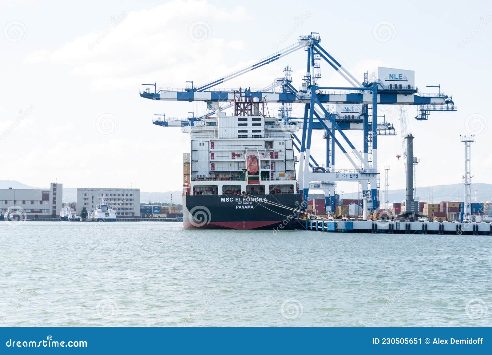 View Of The Ship In The Port. Ship Loading At The Port At The Berth ...