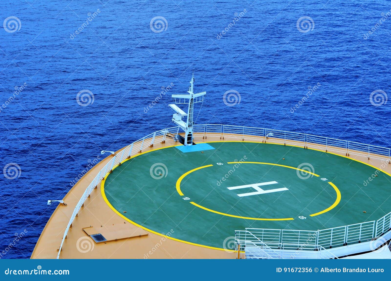 View of Ship`s Bow and Helipad of the Cruise Ship. Stock Photo - Image ...