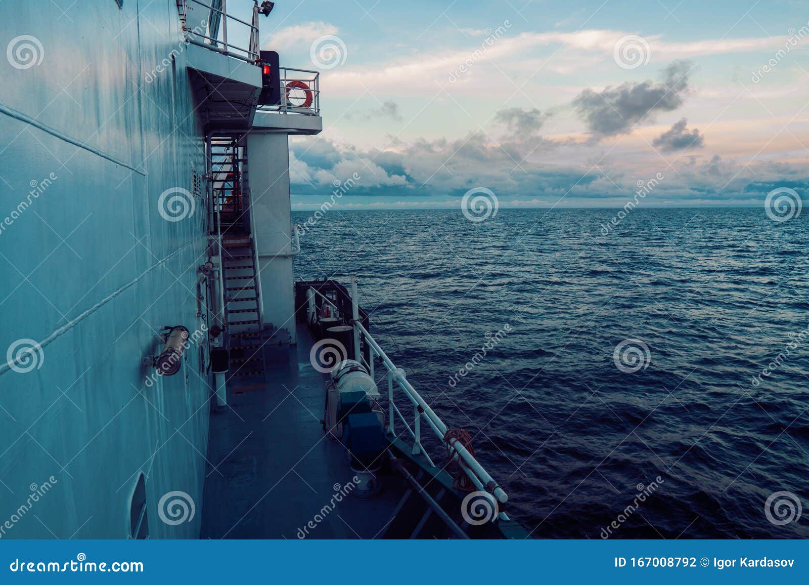 View from Ship or Vessel Deck To Open Sea - Beautiful Seascape Stock ...