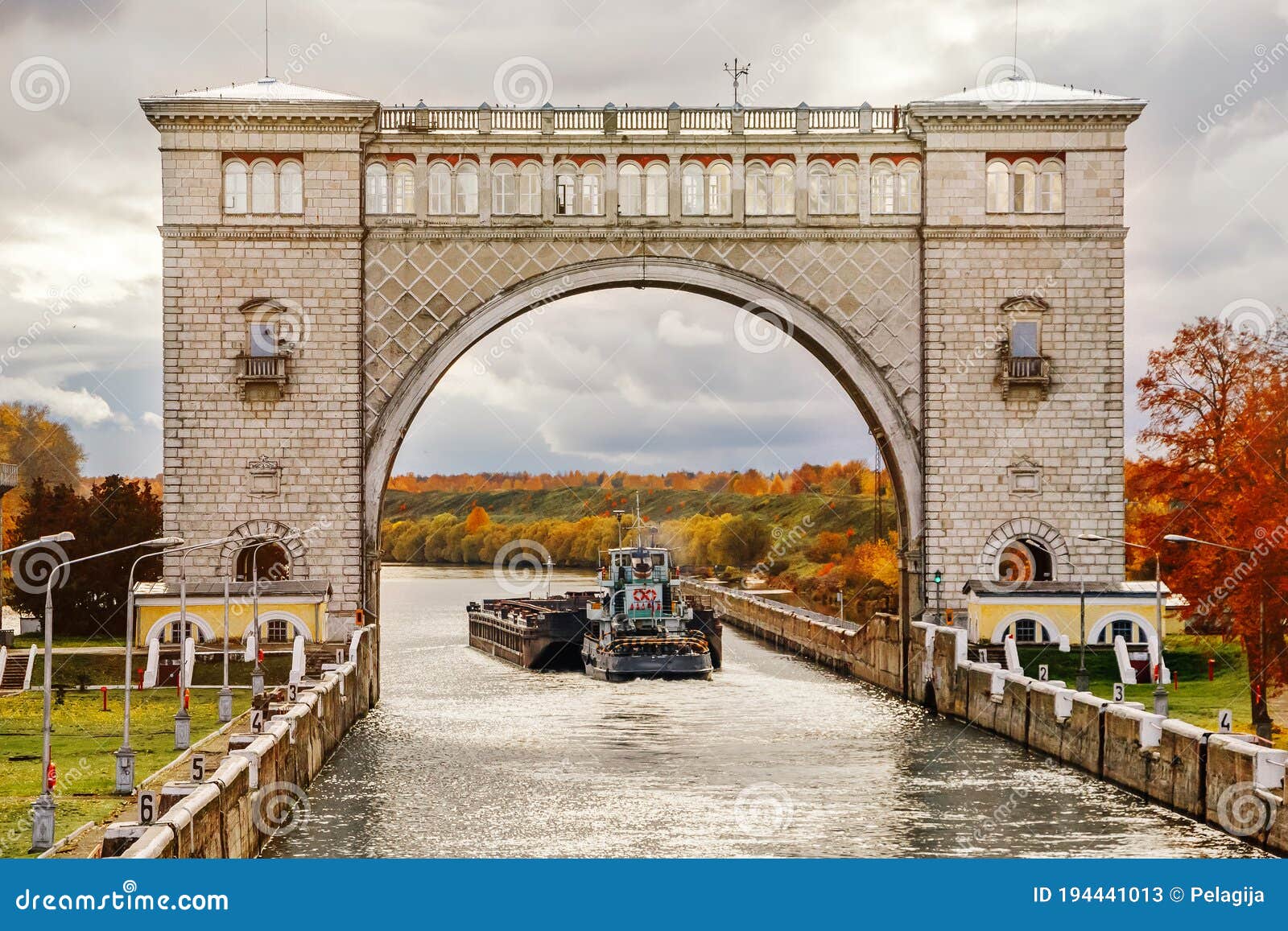 View of the Shipping Channel on the River, the Ship Enters the Gateway ...