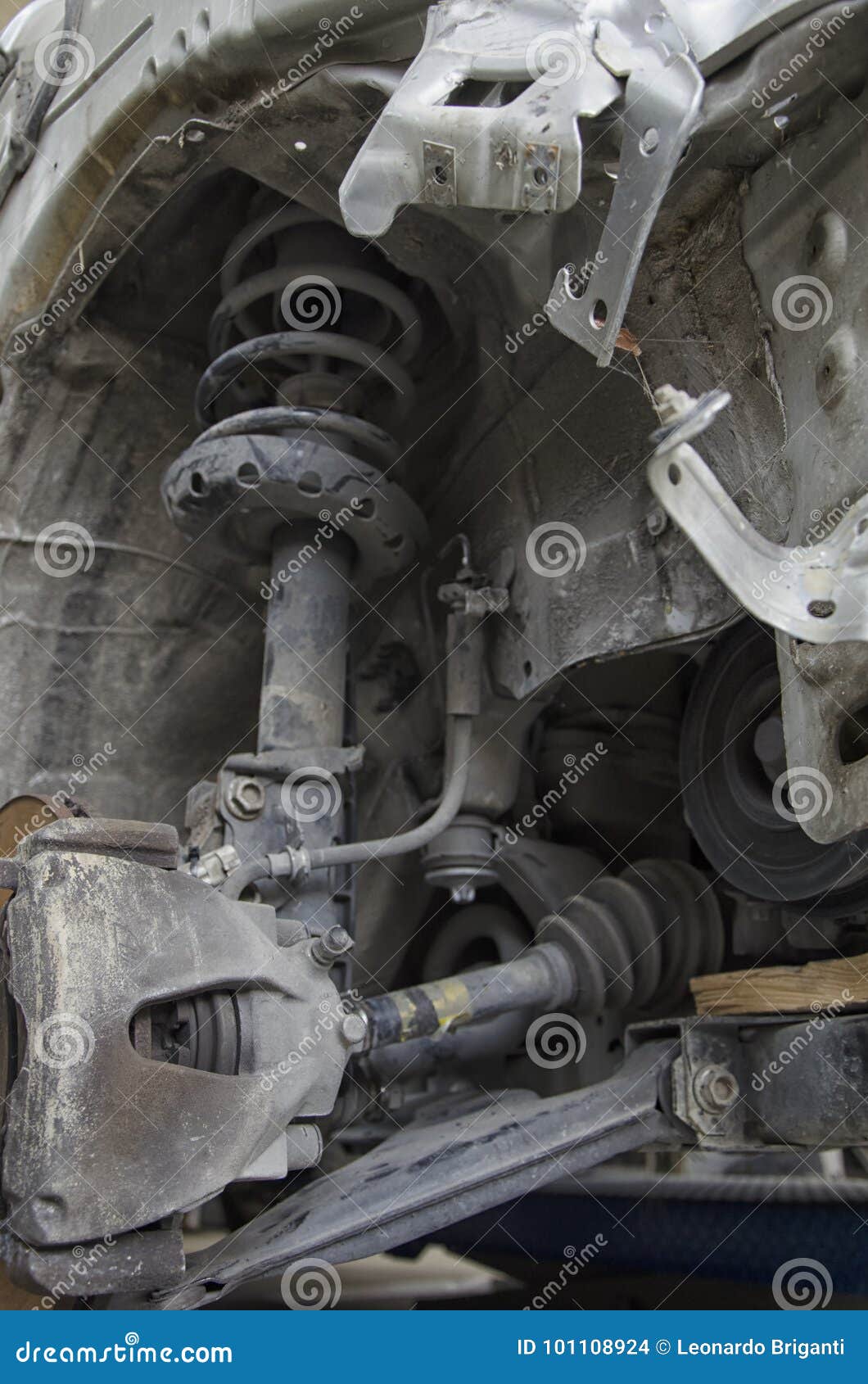 The Shock Absorbers of a Crashed Car Stock Photo - Image of shock ...