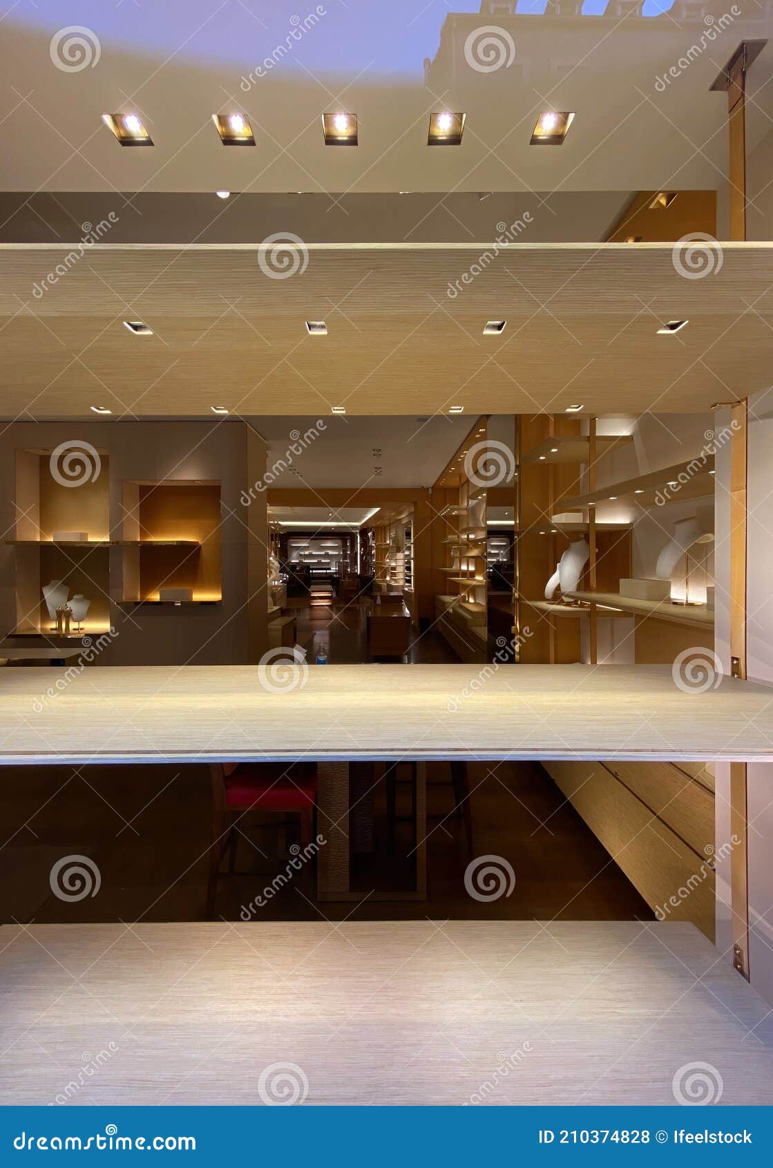 View from the Showcase at Empty Shelves of Louis Vuitton Store with No ...