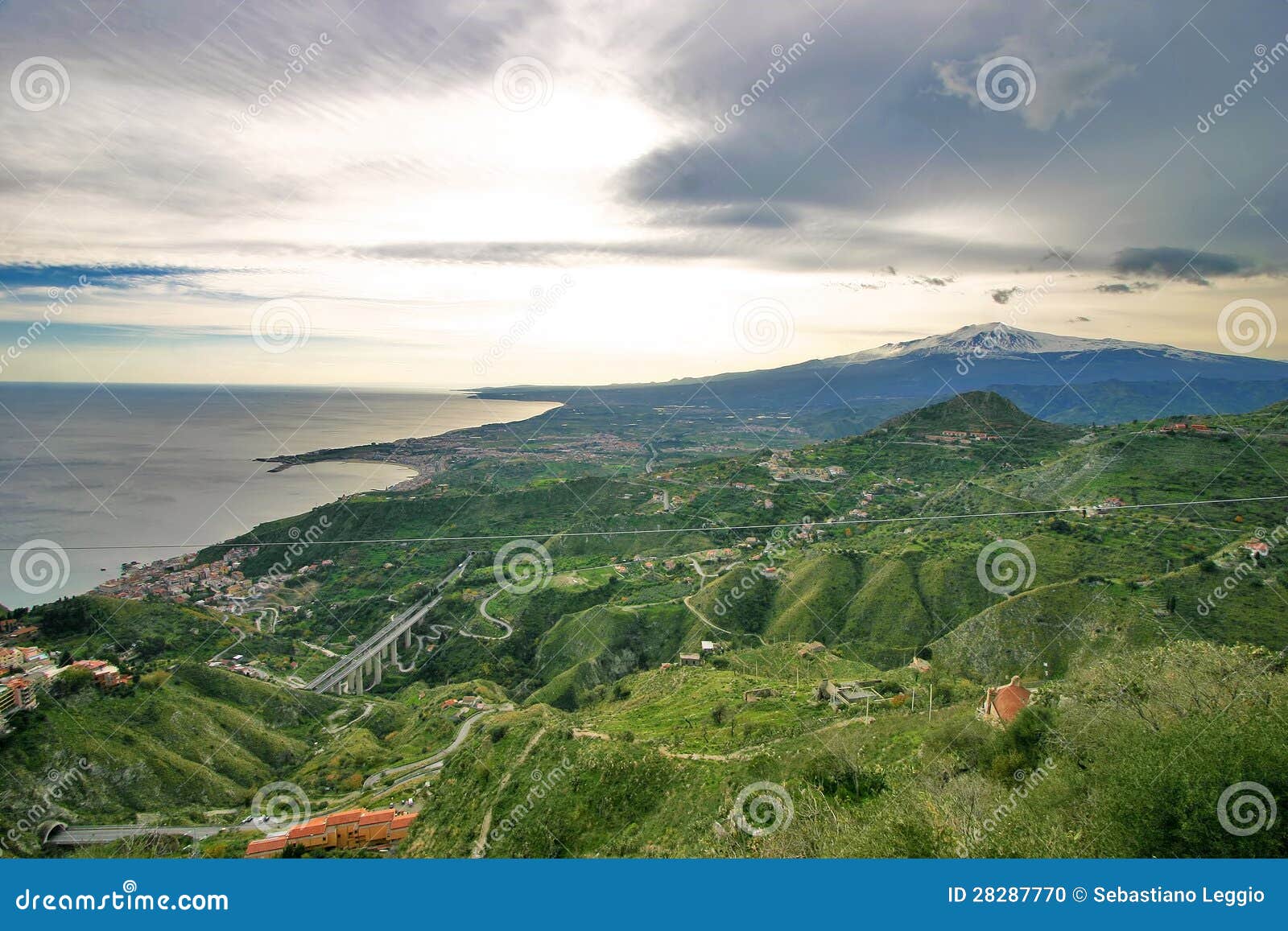 View of the Sicilian Countryside with Mount Etna Stock Photo - Image of ...