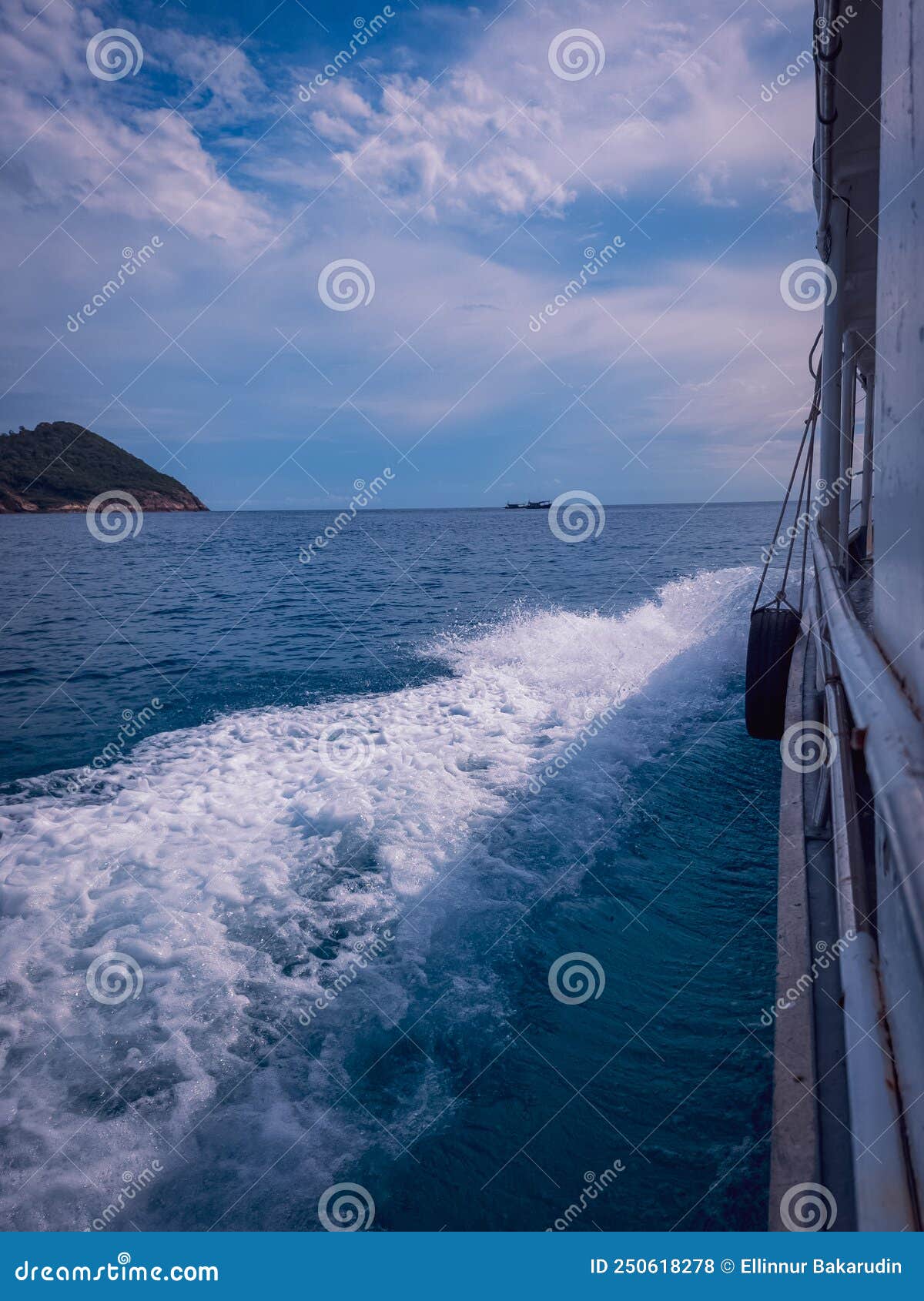 View from the Side of the Boat and Water Ripples Coming from the Moving ...