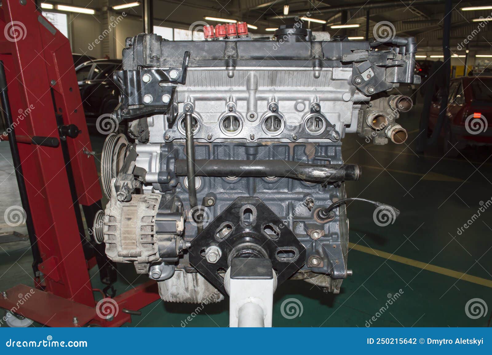 View from the Side of the Exhaust Manifold Mounting on the Assembled ...