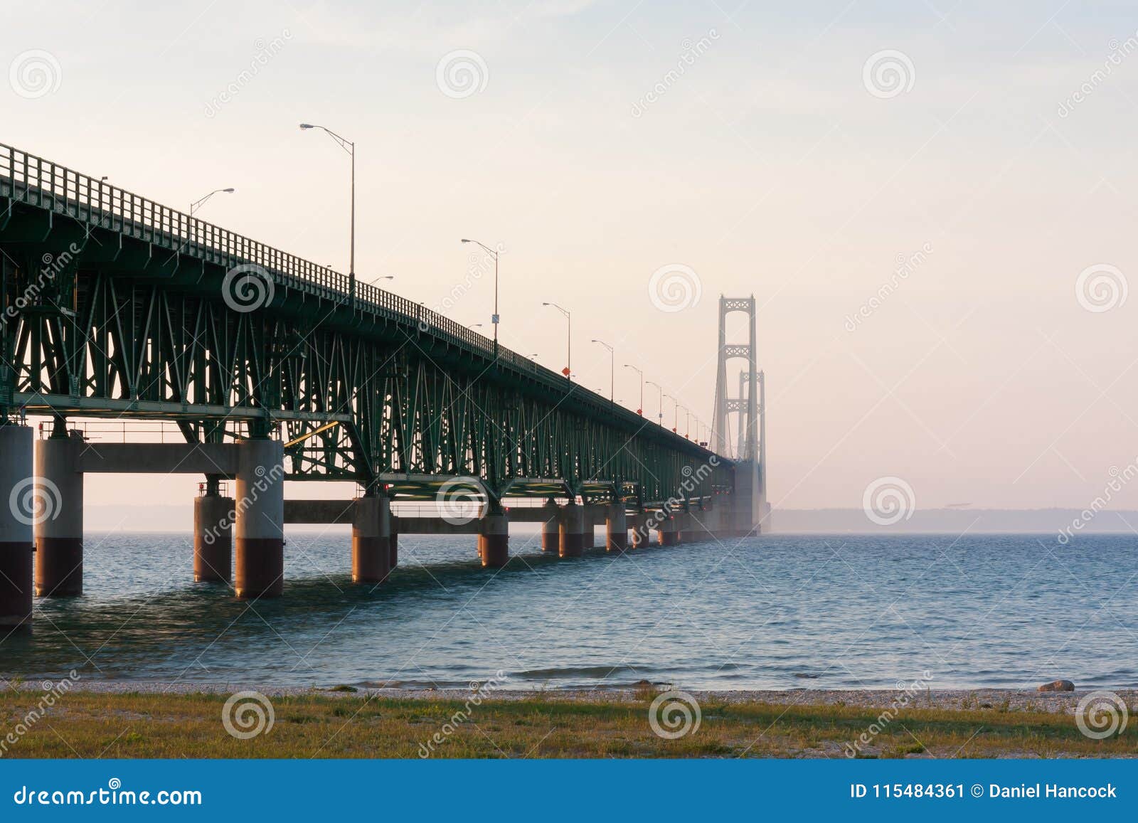 Mackinac Bridge at Sunset stock image. Image of scenic - 115484361