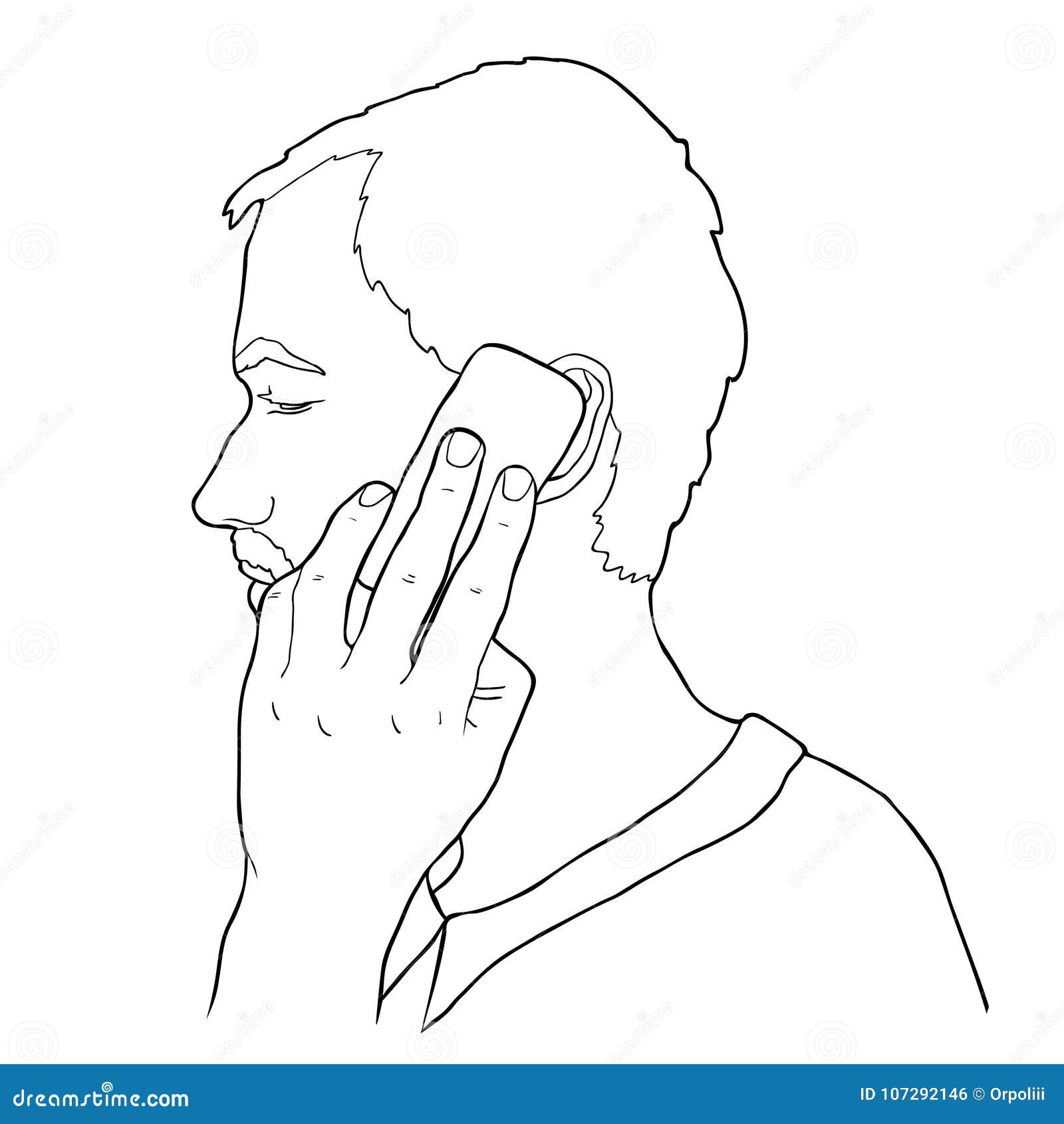 View from the Side of the Man Calling on the Cell Phone. Vector Stock ...