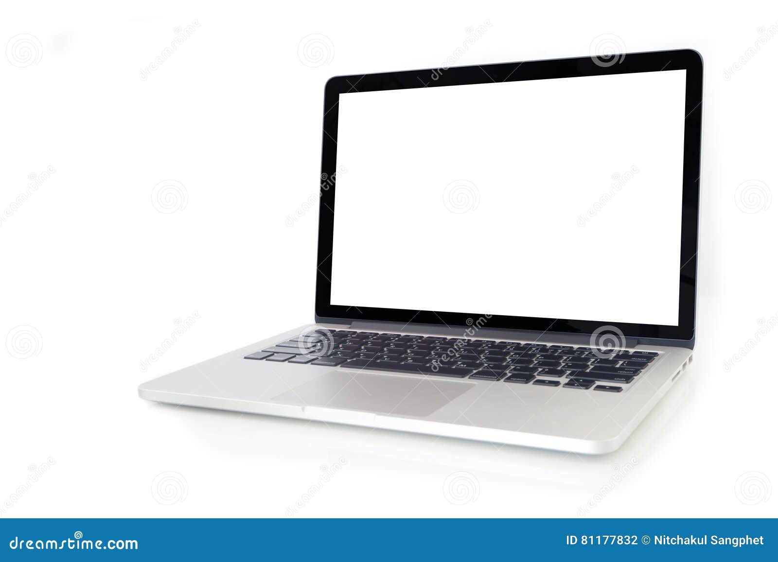 View from Side of Modern Notebook with Blank Screen on Isolated Stock ...