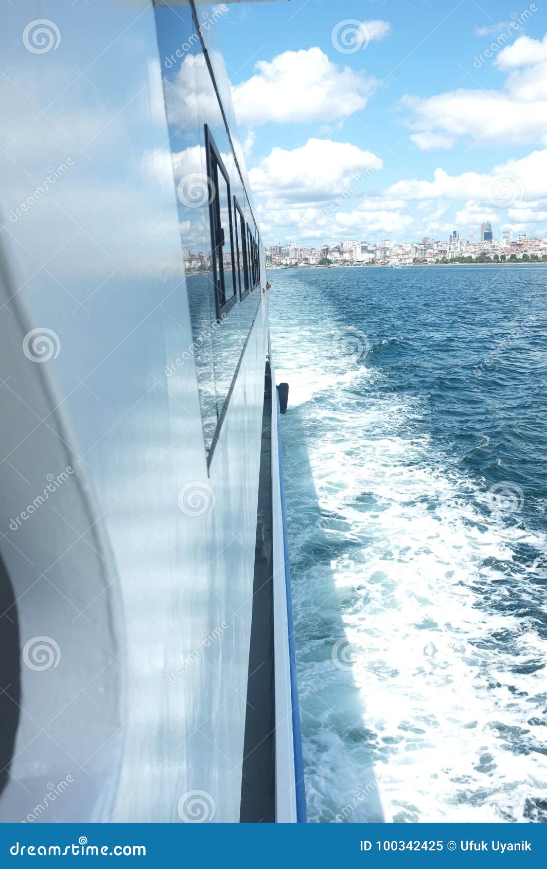 Public Transport Boat Moving on Water Stock Image - Image of deck, sail ...