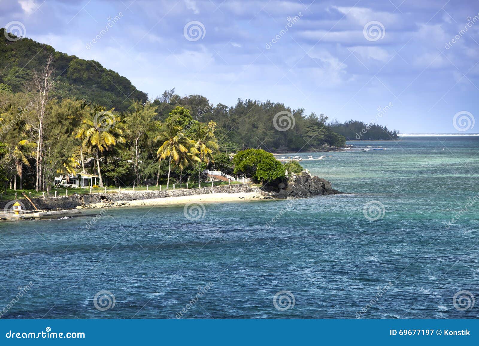 View from Side of the Sea on the Coast. Mauritius Stock Image - Image ...