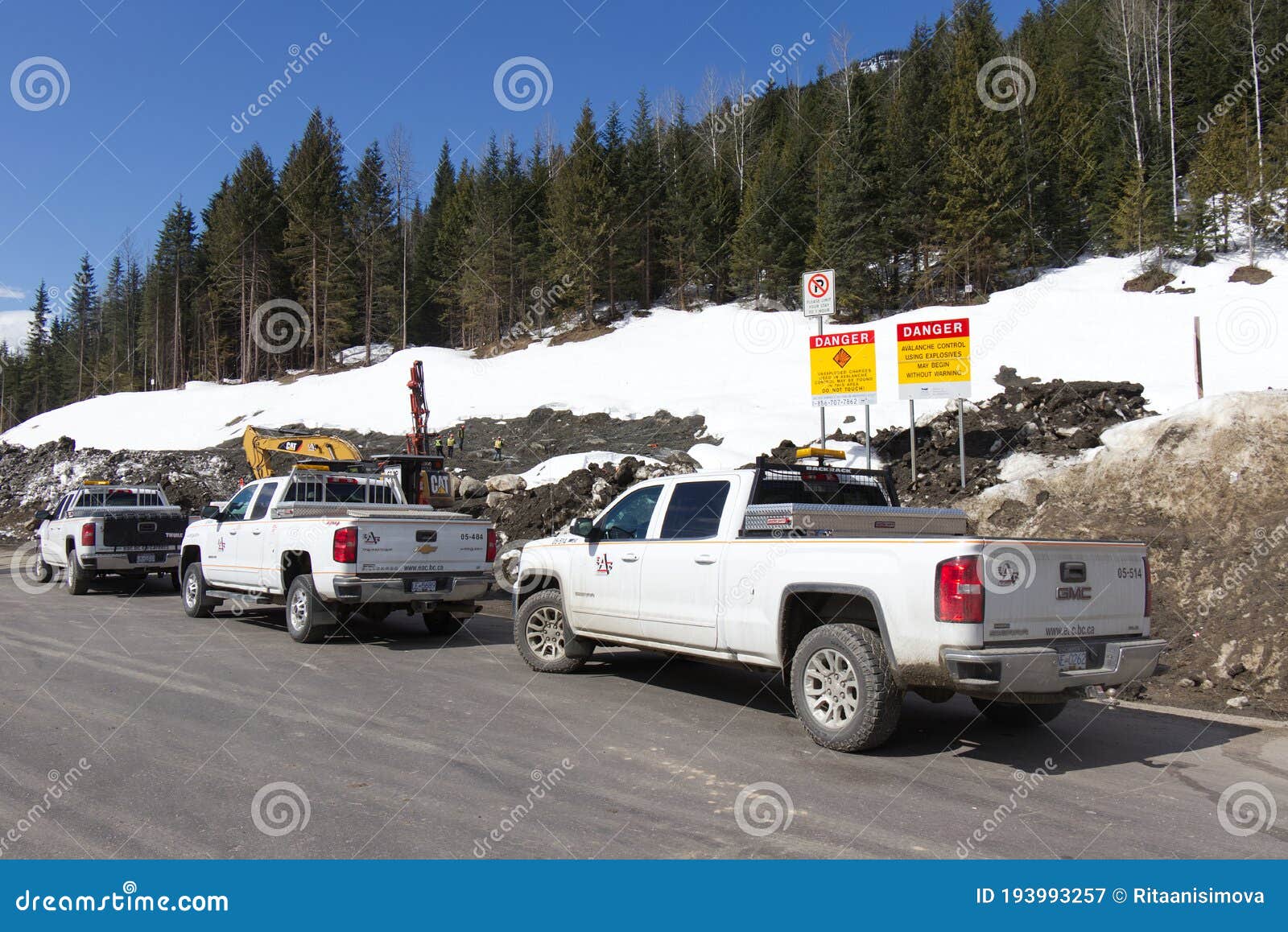 View of Sign on Trans-Canada Highway `Danger. Avalanche Control Using ...