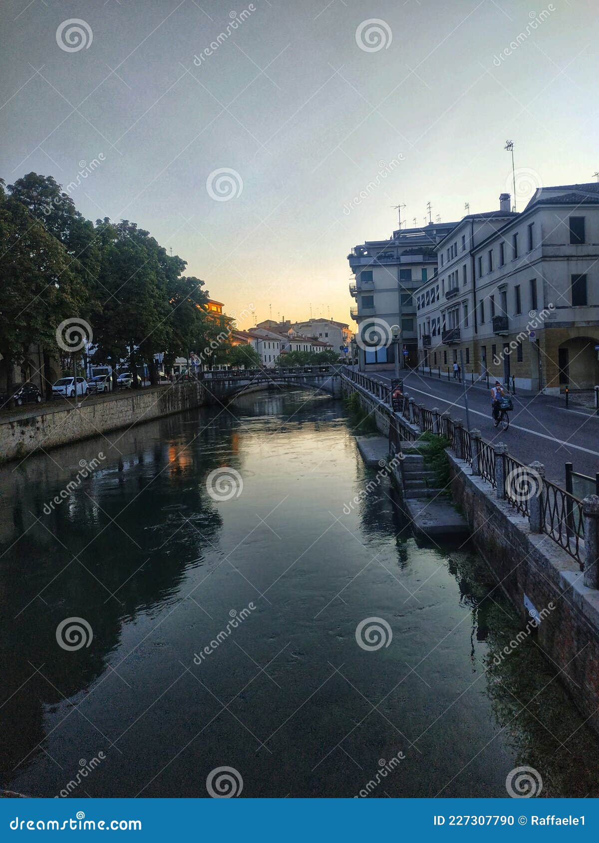 View of the Sile River Seen from the Treviso Riverside with Bridge ...