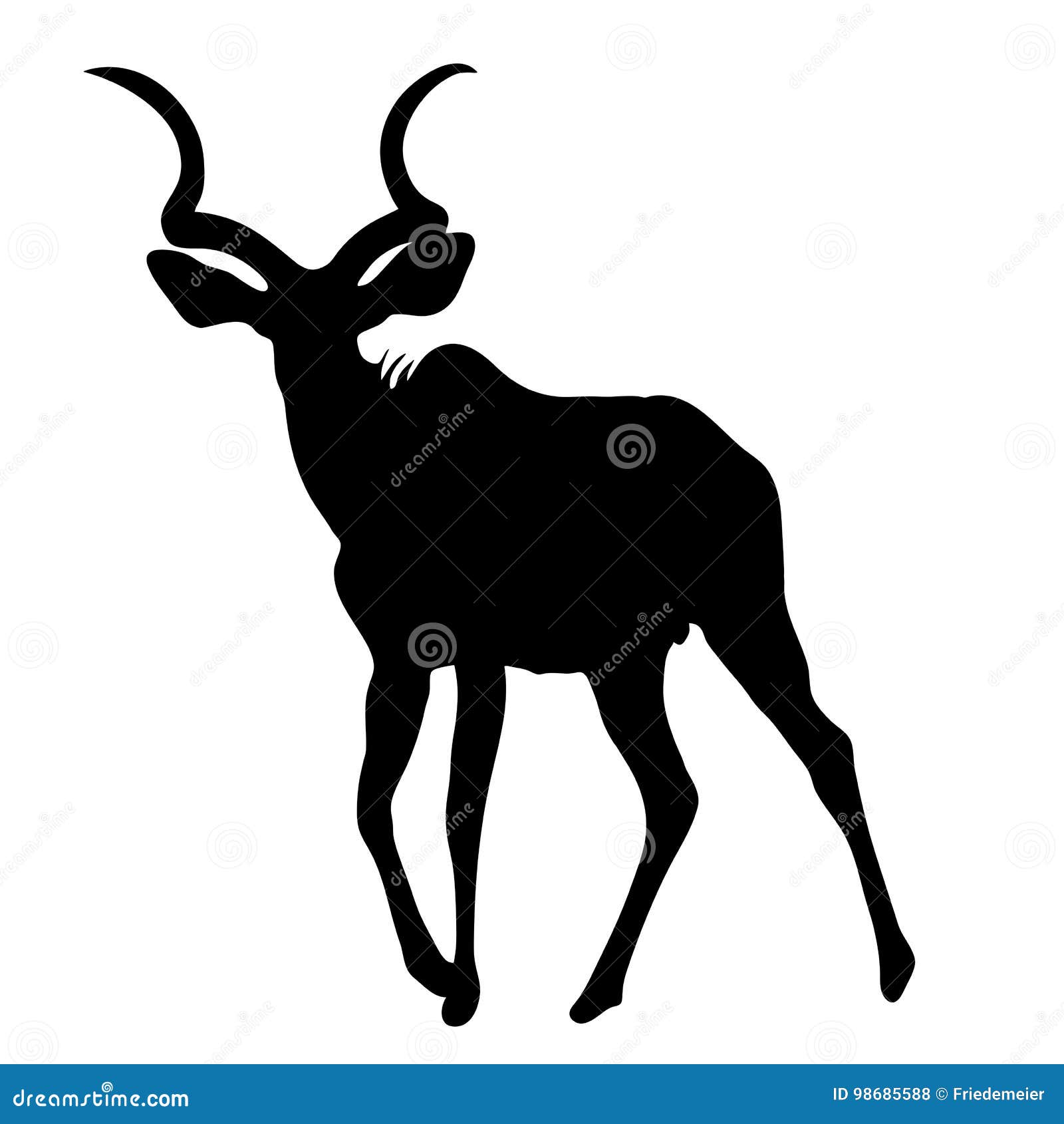 View on the Silhouette of a Greater Kudu Stock Vector - Illustration of ...