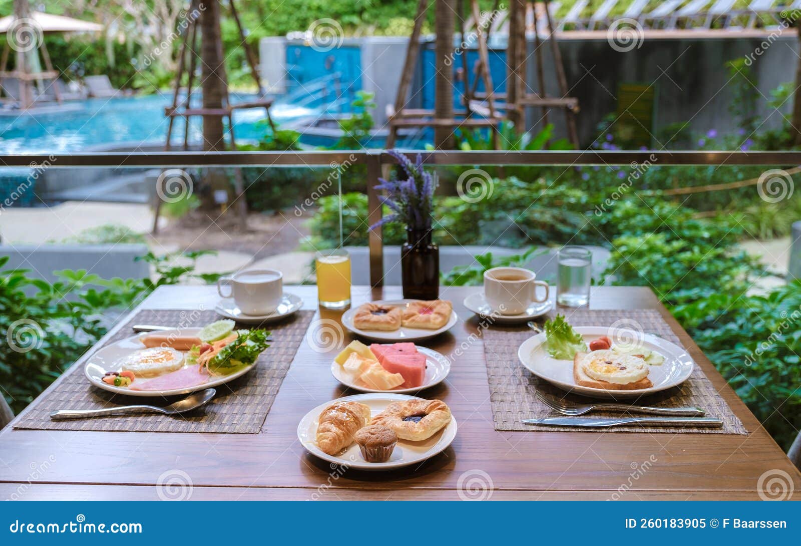 View at a Simple Breakfast Table at a Hotel Stock Image - Image of ...