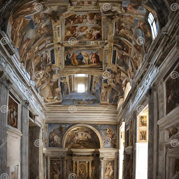 A View of the Sistine Chapel in the Vatican Stock Illustration ...